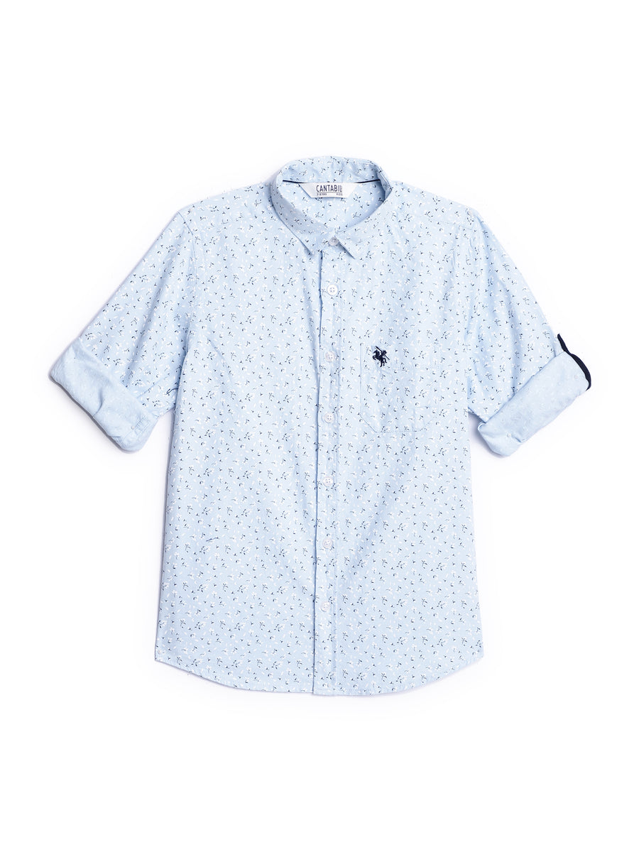 Cantabil Boys Light Blue Printed Shirt