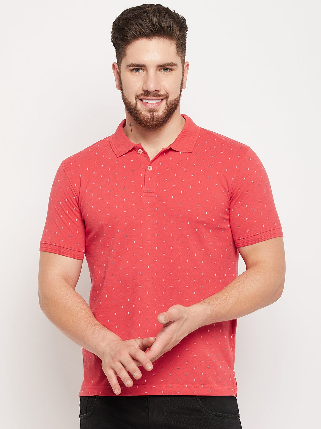 Cantabil Men Coral Polo T-Shirt